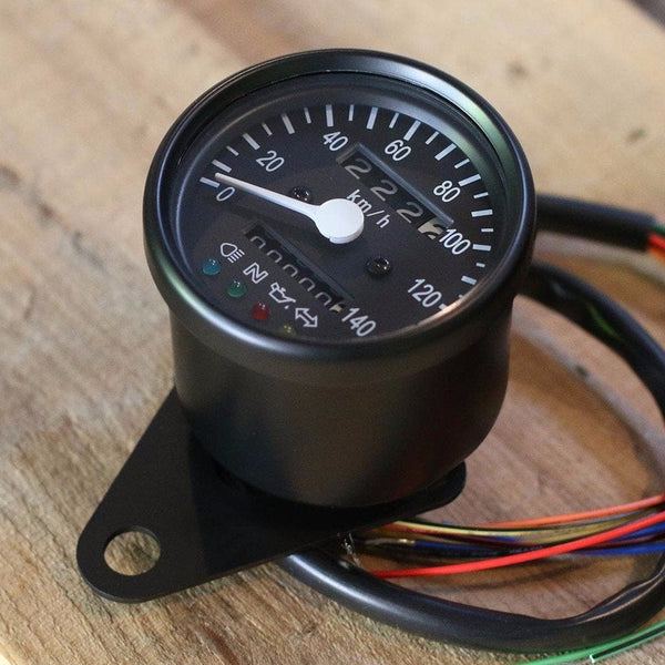 Black Mini Speedometer w/ Odometer & LED Indicator Lights KPH (60kmh ...