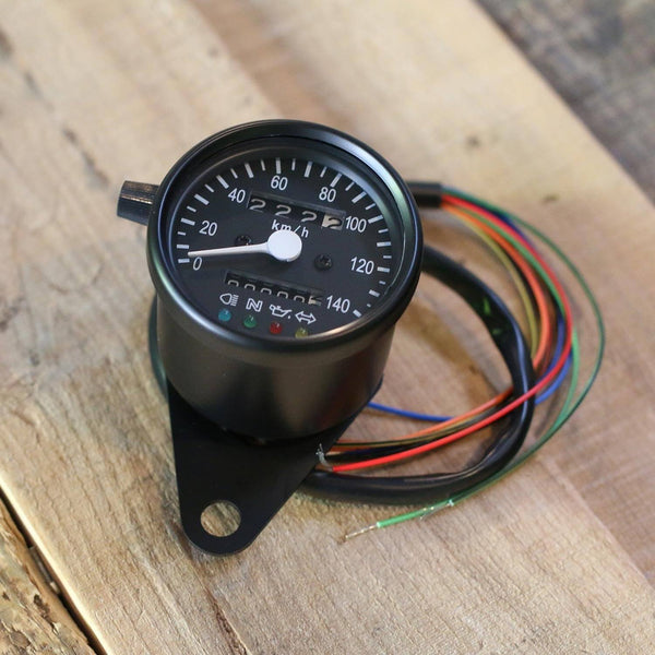 Black Mini Speedometer w/ Odometer & LED Indicator Lights KPH (60kmh ...